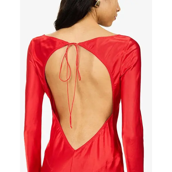 Anna October Margit Long Sleeve Satin Maxi Dress
