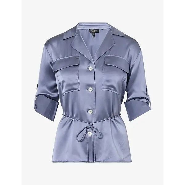 Rag & Bone Sonny Patch-pocket Silk Blouse - Fadedblu