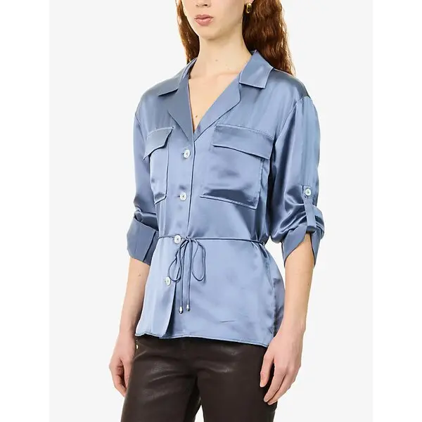 Rag & Bone Sonny Patch-pocket Silk Blouse