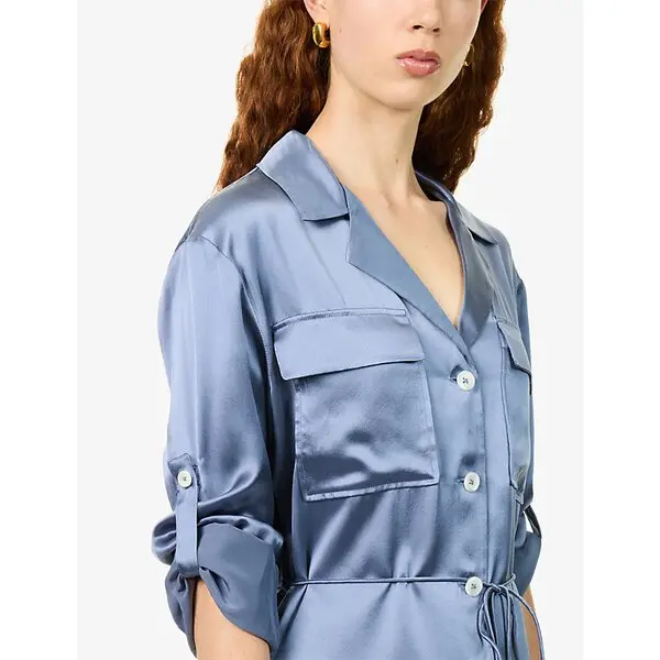 Rag & Bone Sonny Patch-pocket Silk Blouse