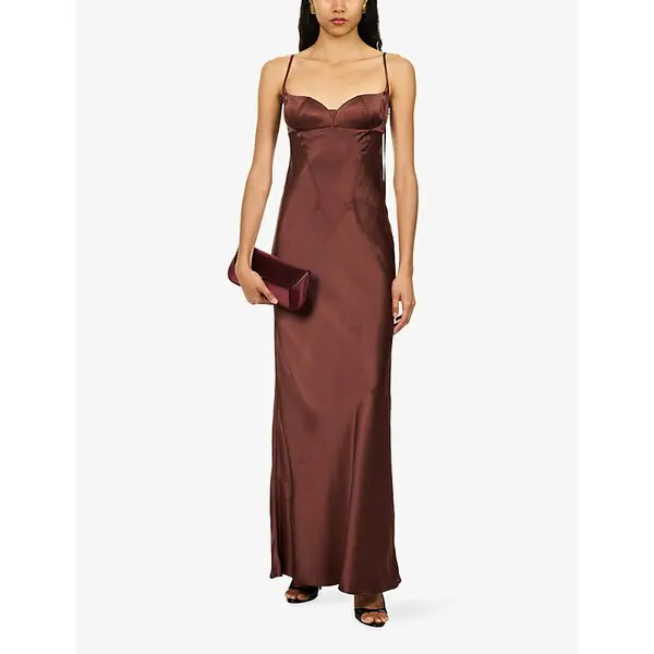 Anna October Norma Sculpted Satin Maxi Dress