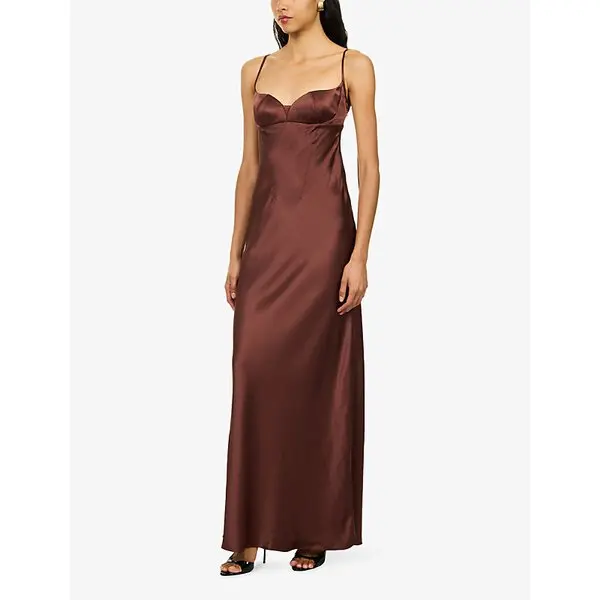 Anna October Norma Sculpted Satin Maxi Dress