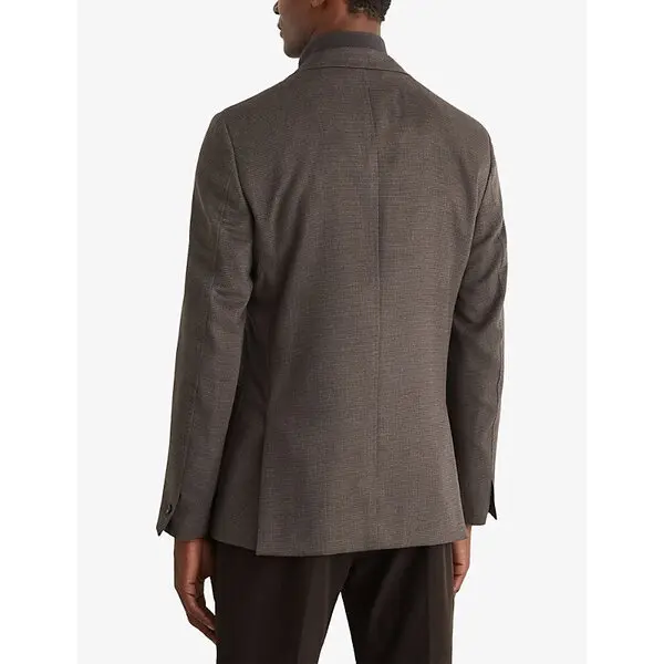 REISS Badge Checked Gilet-insert Wool-blend Blazer
