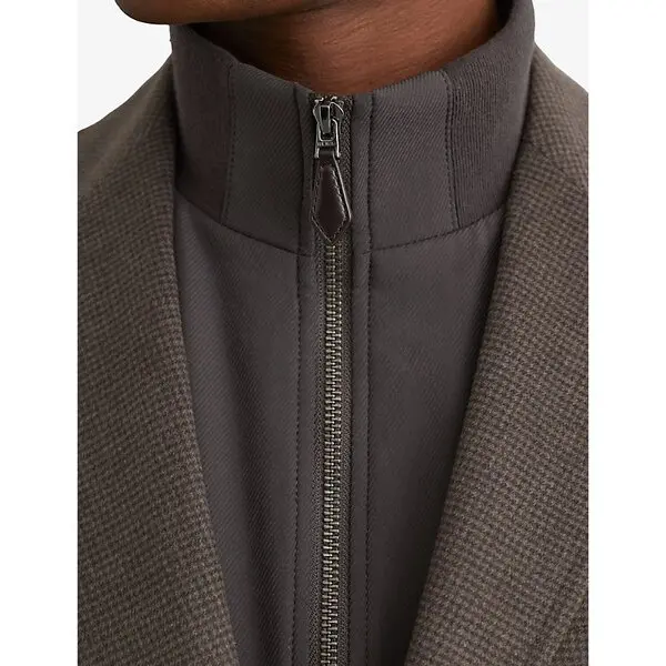 REISS Badge Checked Gilet-insert Wool-blend Blazer