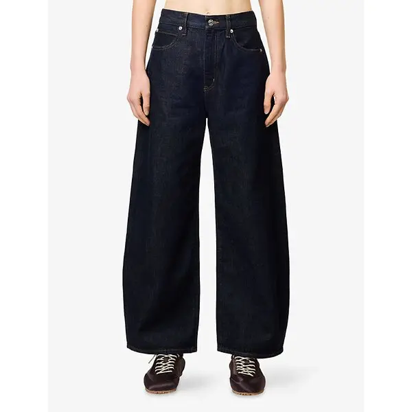 FRAME The Bow Crop Wide-leg High-rise Denim Jeans