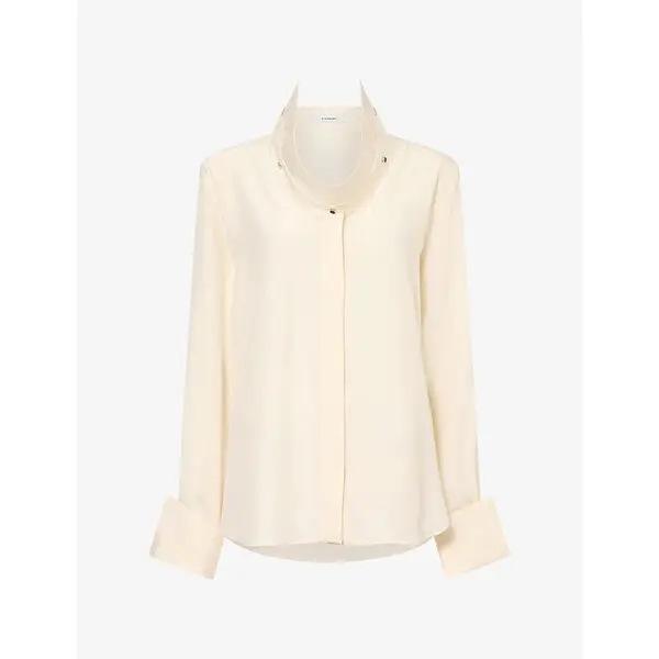 Givenchy Asymmetric Stand-collar Silk Shirt - Ecru