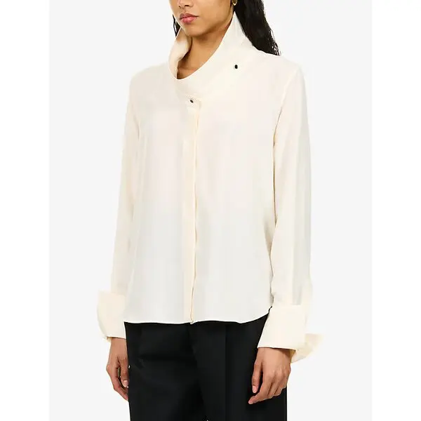 Givenchy Asymmetric Stand-collar Silk Shirt