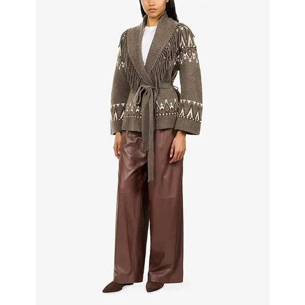 Simkhai Wilcox Fringed Wool Blend Cardigan