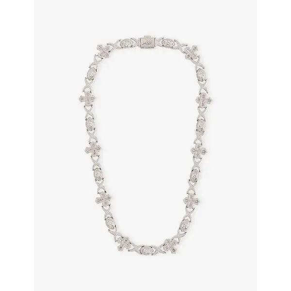 GLD Evil Eye 14ct White-gold And Cubic Zirconia Chain Necklace - Silver