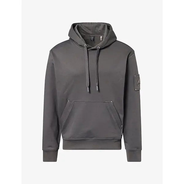 Moose Knuckles Hartsfield Logo-plaque Cotton Hoody - Cement