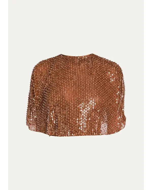 Retrofete Sylvey Crystal Mesh Capelet - Hazelnut