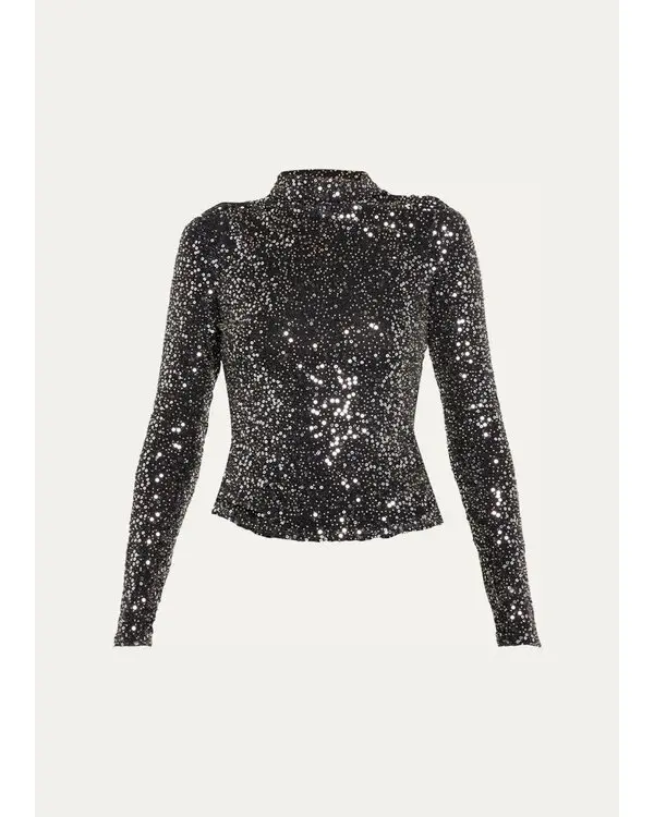 Isabel Marant Étoile Lou Embellished Mesh High-neck Top