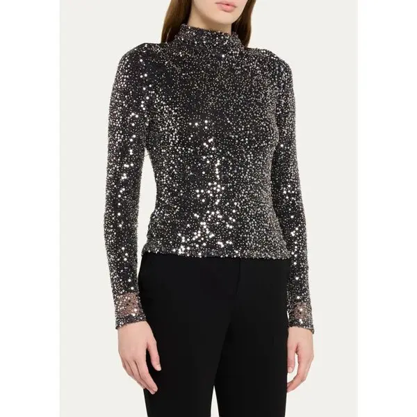 Isabel Marant Étoile Lou Embellished Mesh High-neck Top