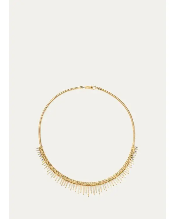 Nak Armstrong Serrated 18k Yellow Gold & 0.88 Tcw Diamond Fringed Necklace - Opal