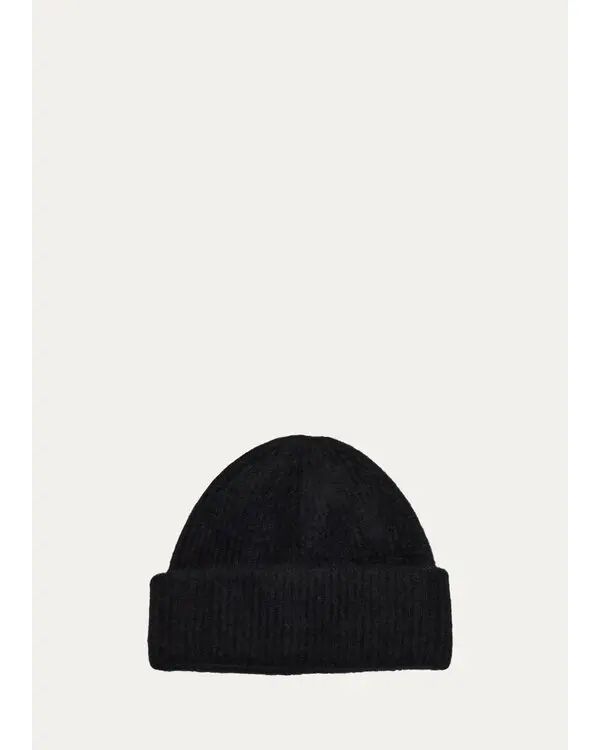 Fleurette Brushed Cashmere Beanie - Black