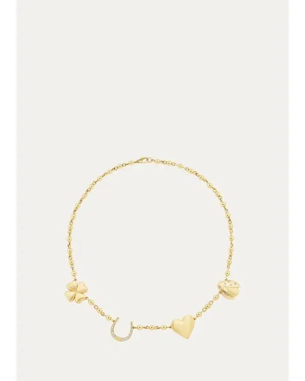 GRACE WINFREY 18k Lucky Charms On Fortuna Chain Necklace - Yellow
