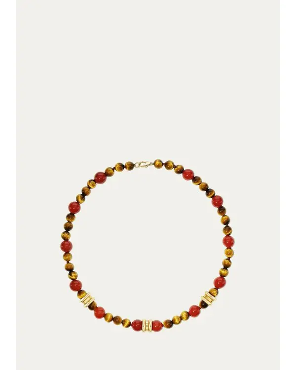 GRACE WINFREY Napa 18k Carnelian And Tiger's Eye Beaded Necklace - Multi