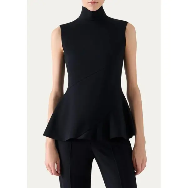 Akris Mock Turtleneck Peplum Top