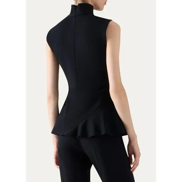 Akris Mock Turtleneck Peplum Top