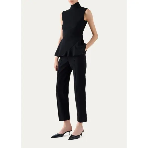 Akris Mock Turtleneck Peplum Top