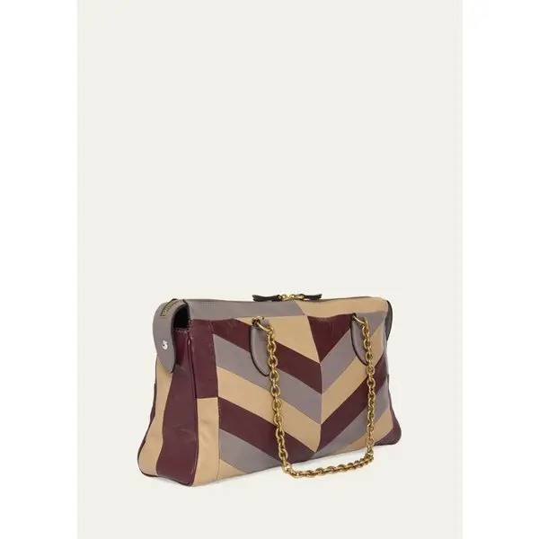 Valentino Garavani Panthea Medium Chevron Leather Shoulder Bag