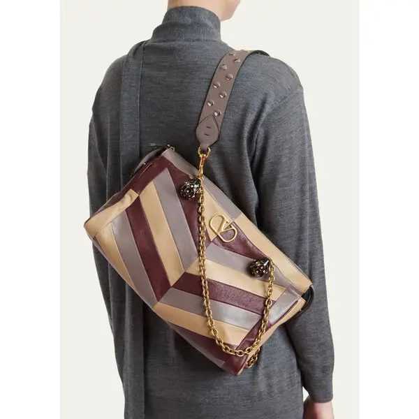 Valentino Garavani Panthea Medium Chevron Leather Shoulder Bag