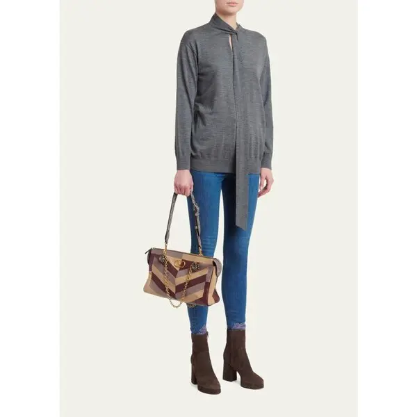 Valentino Garavani Panthea Medium Chevron Leather Shoulder Bag