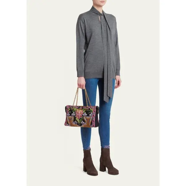 Valentino Garavani Panthea Medium Floral Embroidered Shoulder Bag