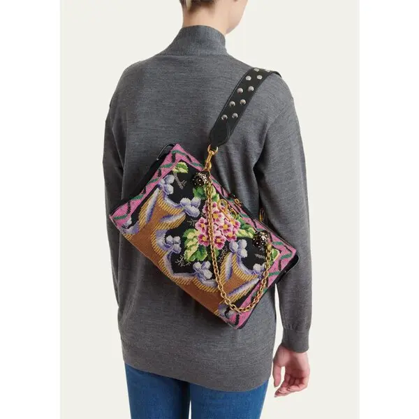 Valentino Garavani Panthea Medium Floral Embroidered Shoulder Bag