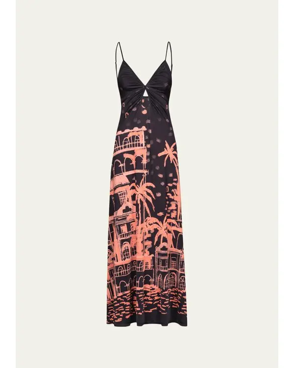 Johanna Ortiz Nuestra Tierra Landscape-print Jersey Sleeveless Maxi Dress - Black
