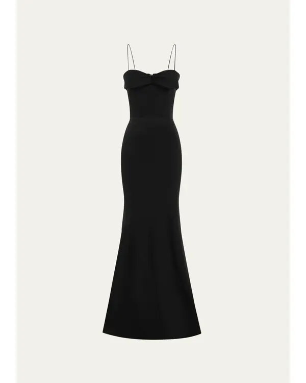 Alex Perry Cupped Draped Satin Gown - Black