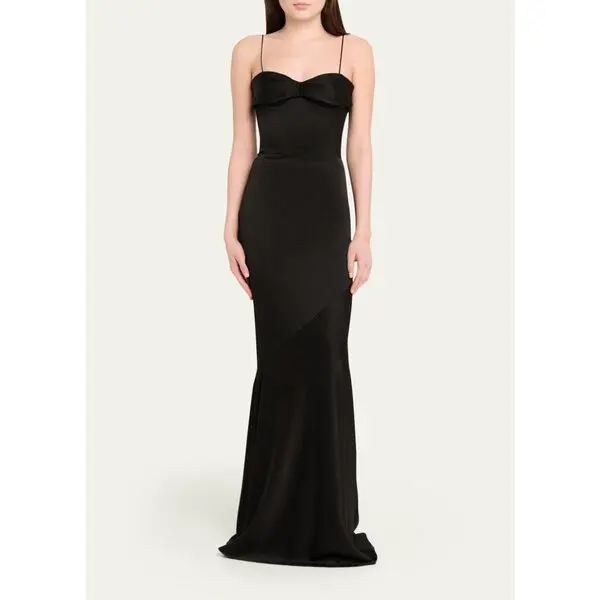 Alex Perry Cupped Draped Satin Gown