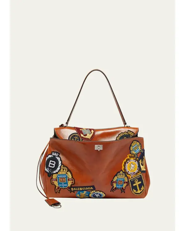 Balenciaga Rodeo Multi-patch Leather Top-handle Bag