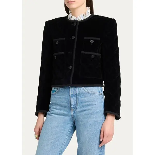 Chloé Floral-trim Cotton Velvet Jacket