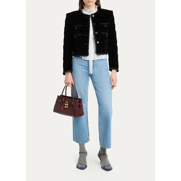 Chloé Floral-trim Cotton Velvet Jacket