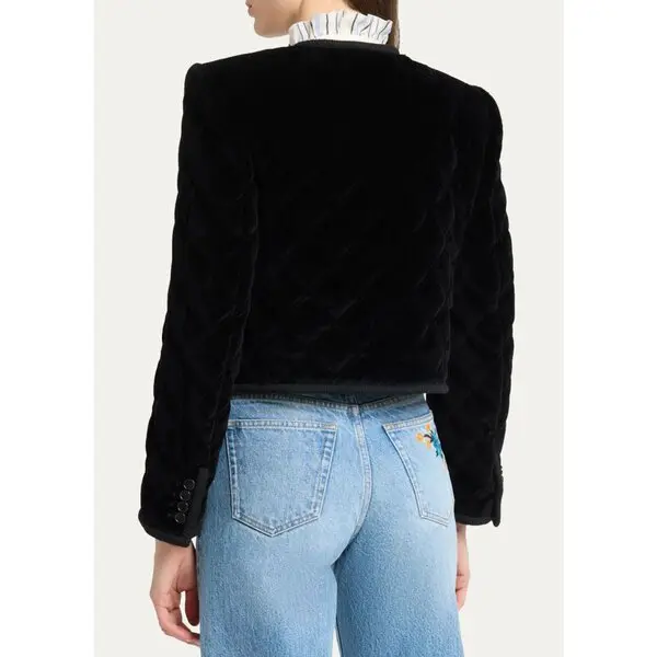 Chloé Floral-trim Cotton Velvet Jacket