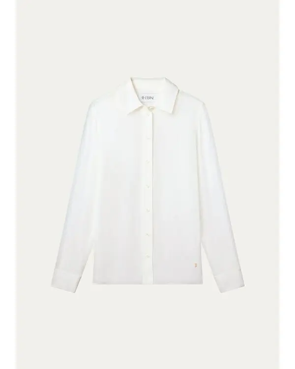 Eterne Constance Semi-sheer Georgette Button-front Shirt