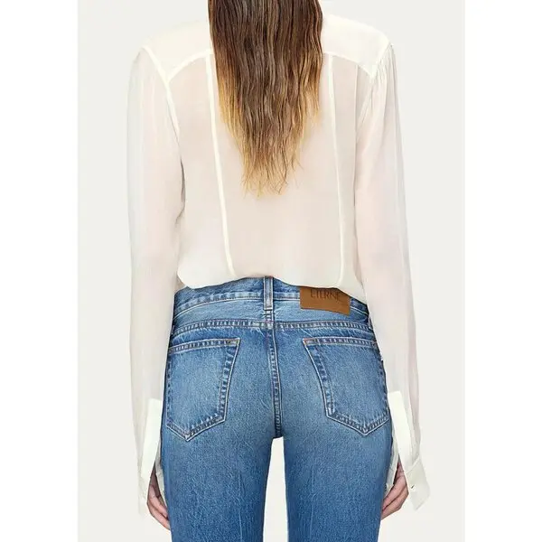 Eterne Constance Semi-sheer Georgette Button-front Shirt
