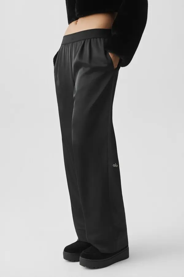 Alo Yoga Satin High-waist Smooth Talker Pants Long - Black