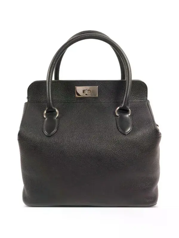 Hermès 26 Toolbox Leather Tote Bag - Black