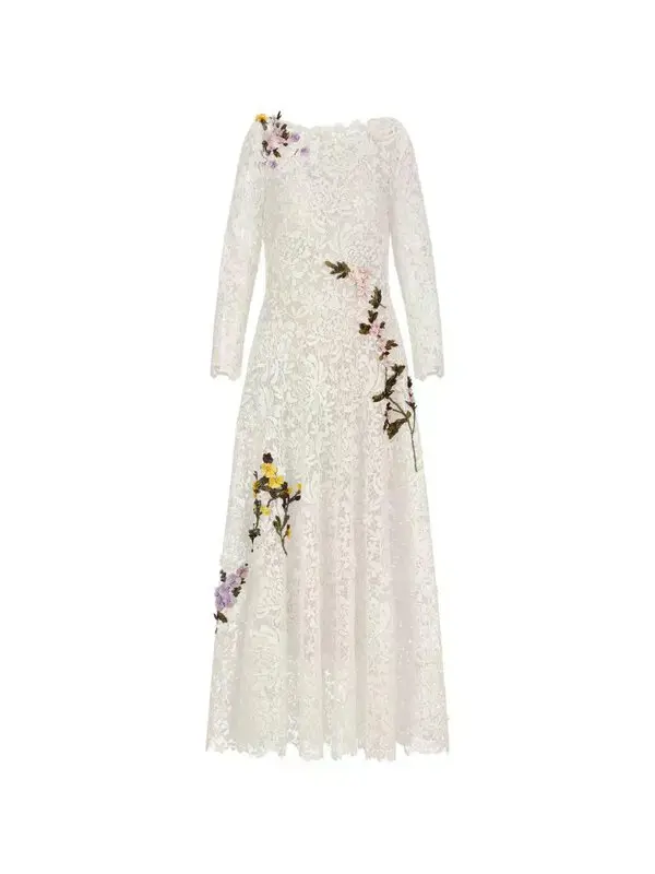 Oscar De La Renta Draped Guipure-lace Maxi Dress