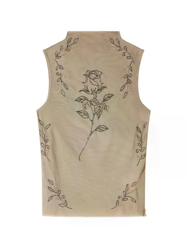 Patrizia Pepe Rose-embellished Sleeveless Top