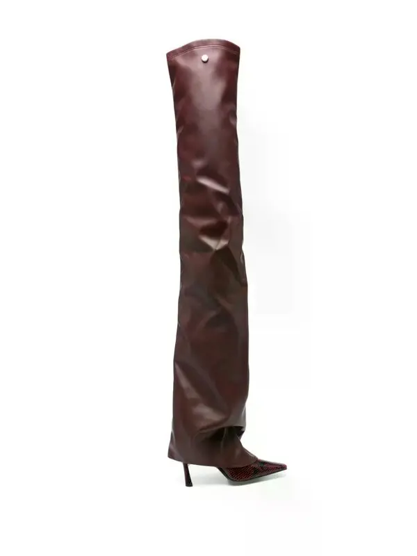 Attico Robin Snakeskin-effect Thigh-high Boots