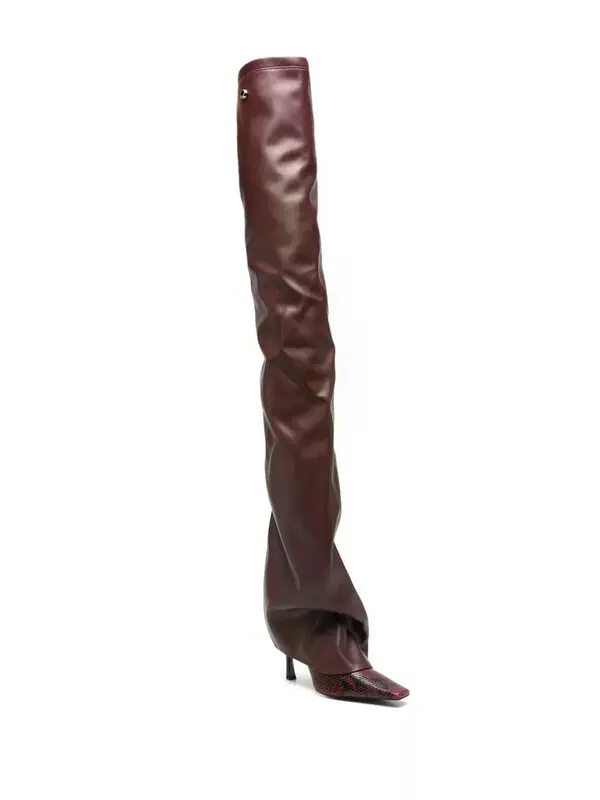 Attico Robin Snakeskin-effect Thigh-high Boots