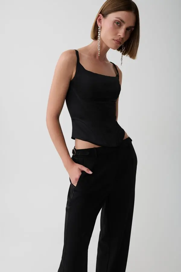 Meshki Melina Satin Peplum Corset Top