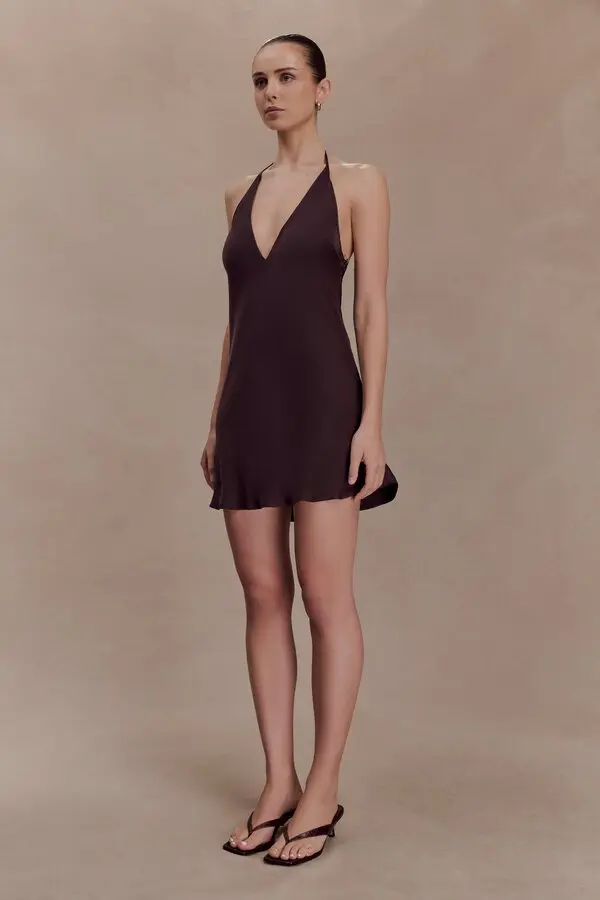 Meshki Regina Halter Lace And Satin Mini Dress
