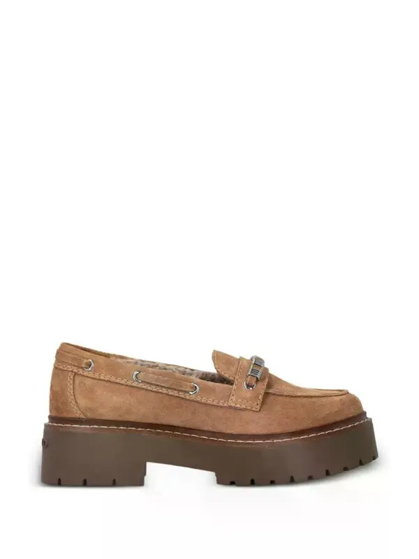 Pinko Logo-embellished Suede Loafers - Neutrals