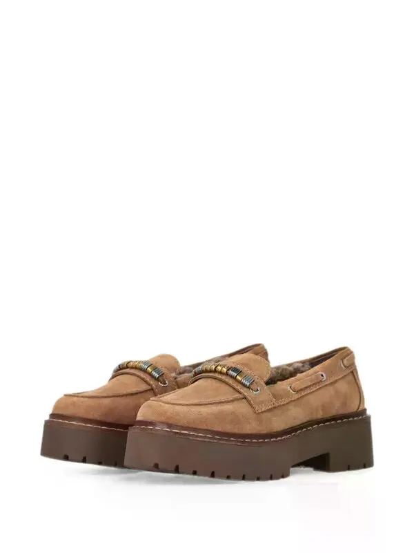 Pinko Logo-embellished Suede Loafers
