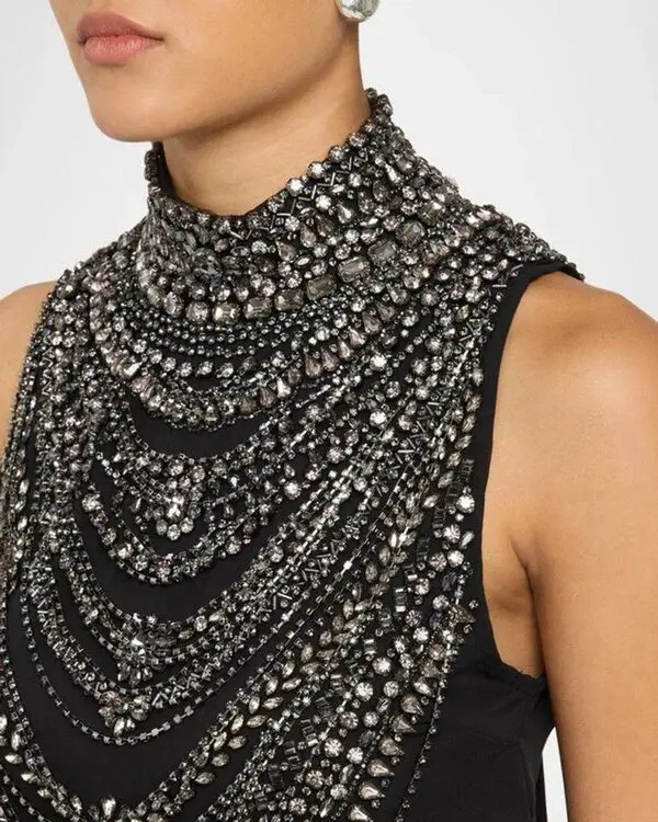 L & Apos;AGENCE Yun Draped Crystal Tank Top
