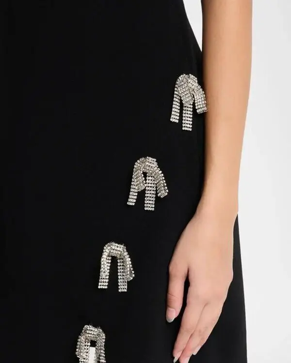 Cinq À Sept Rhinestone Bow Mini Dress - Black